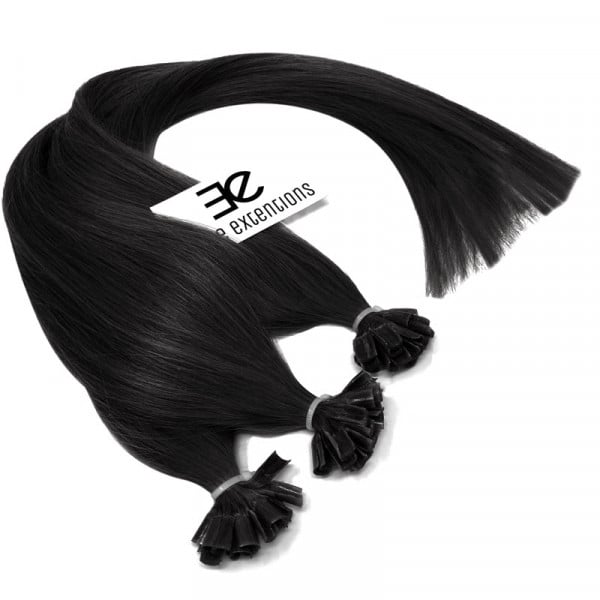 Extensions à chaud noires cheveux raides 63 cm 1 Gr - Elite Extensions