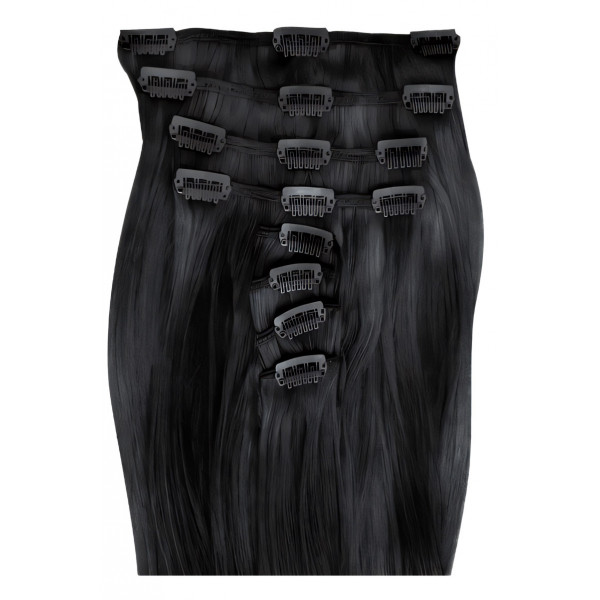 Extension à clip noir raide 73cm Remy hair - Extensions cheveux